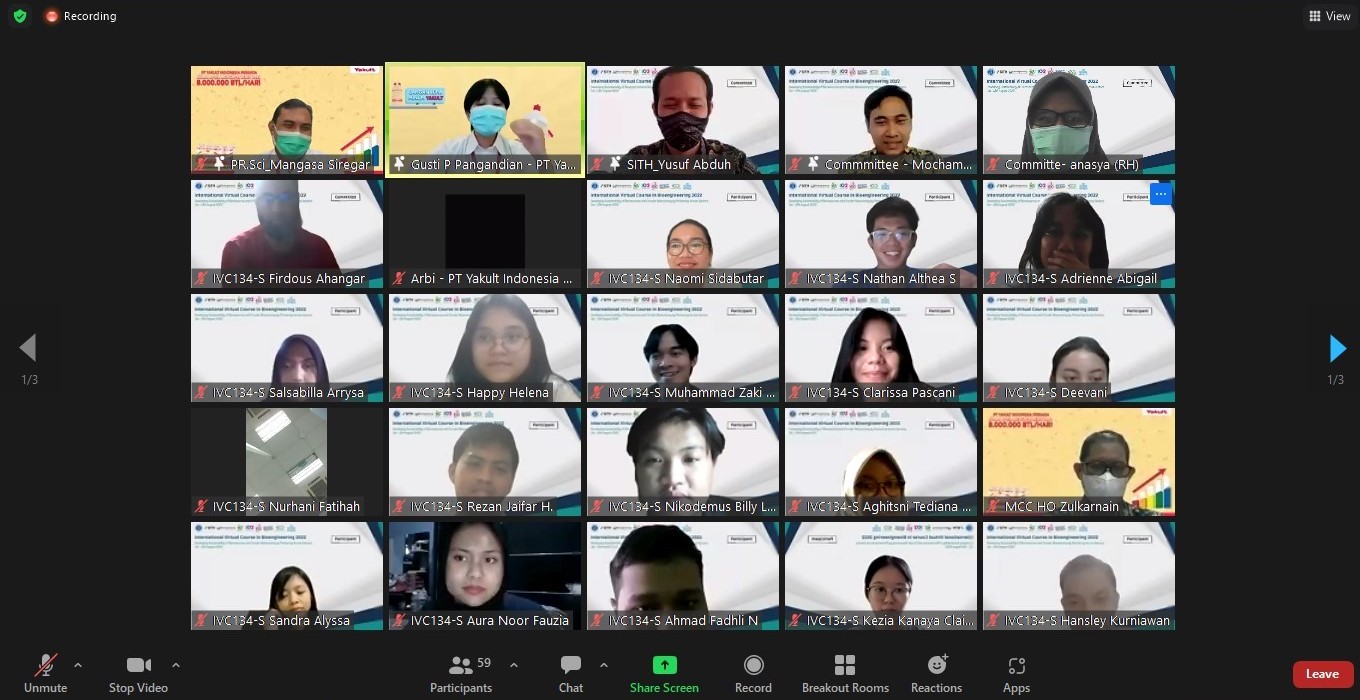 International Virtual Course in Bioengineering 2022 – Program Studi Sarjana Rekayasa Hayati SITH ITB